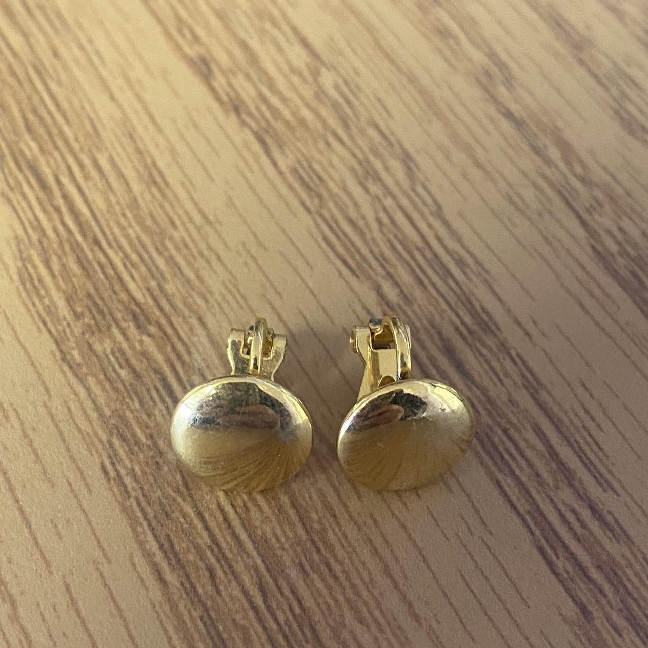 Vintage Gold Circle Clip On Earrings #vintage #gold... - Depop