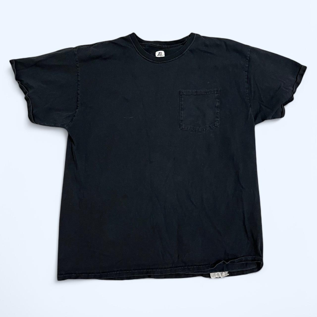 Black vintage pocket tee, 2000s style Y2K Russel... | Depop