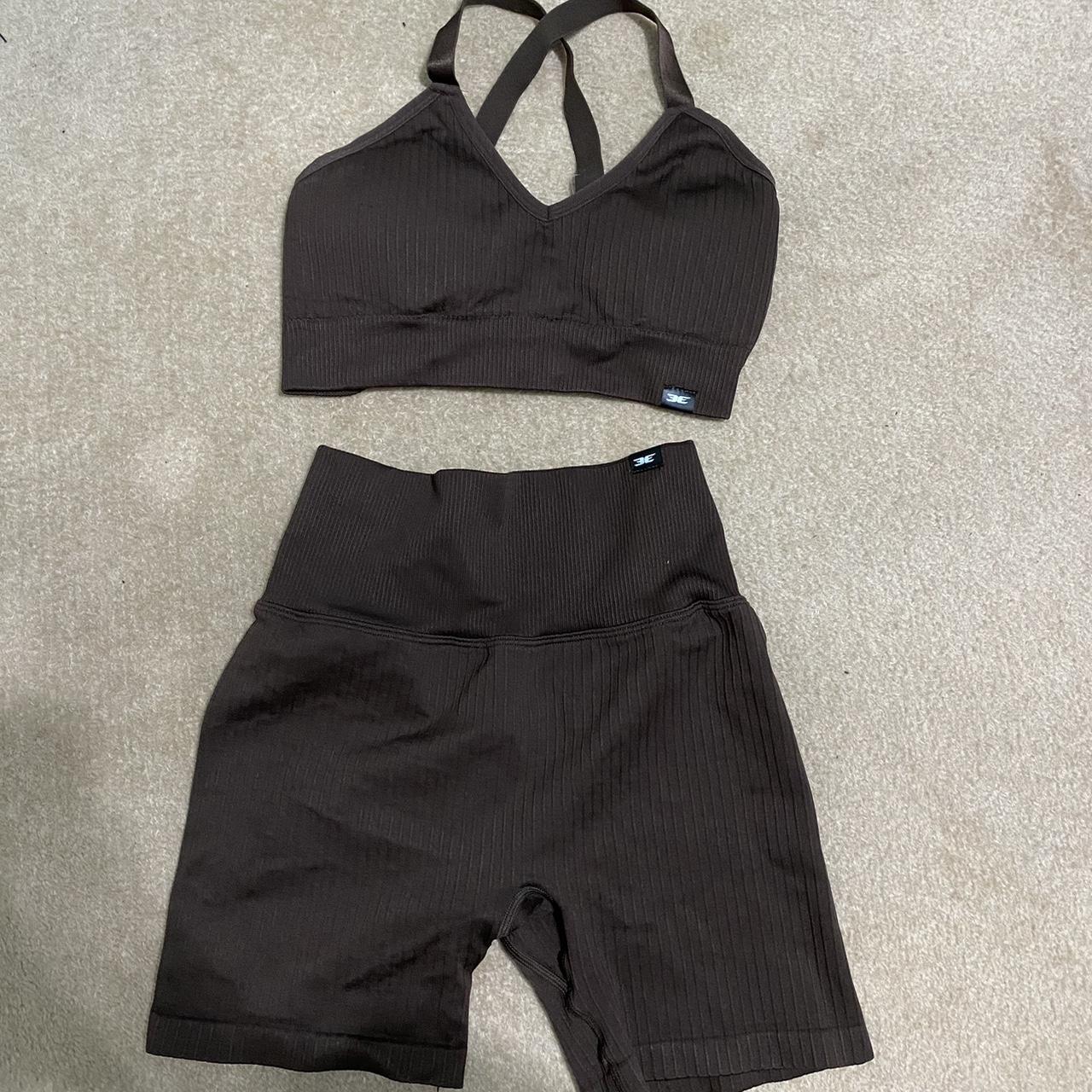 Brown Elite Eleven Gym Set. Sports bra and shorts... - Depop