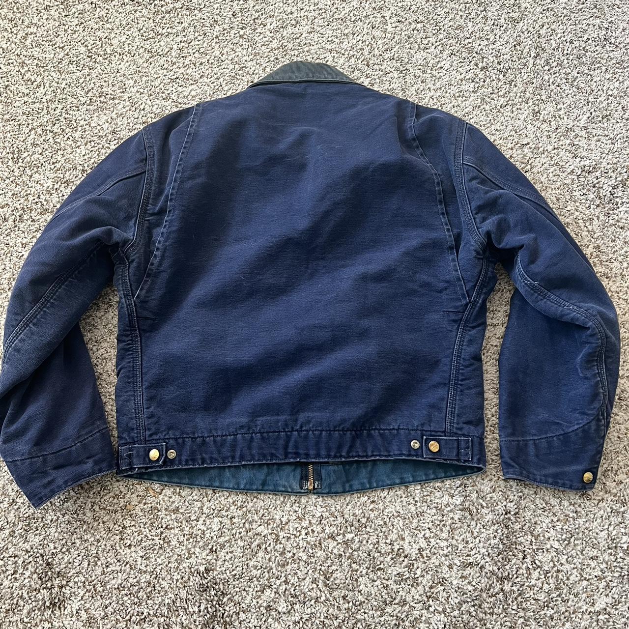 Vintage Carhartt Navy Detroit Jacket JB102 Made in... | Depop