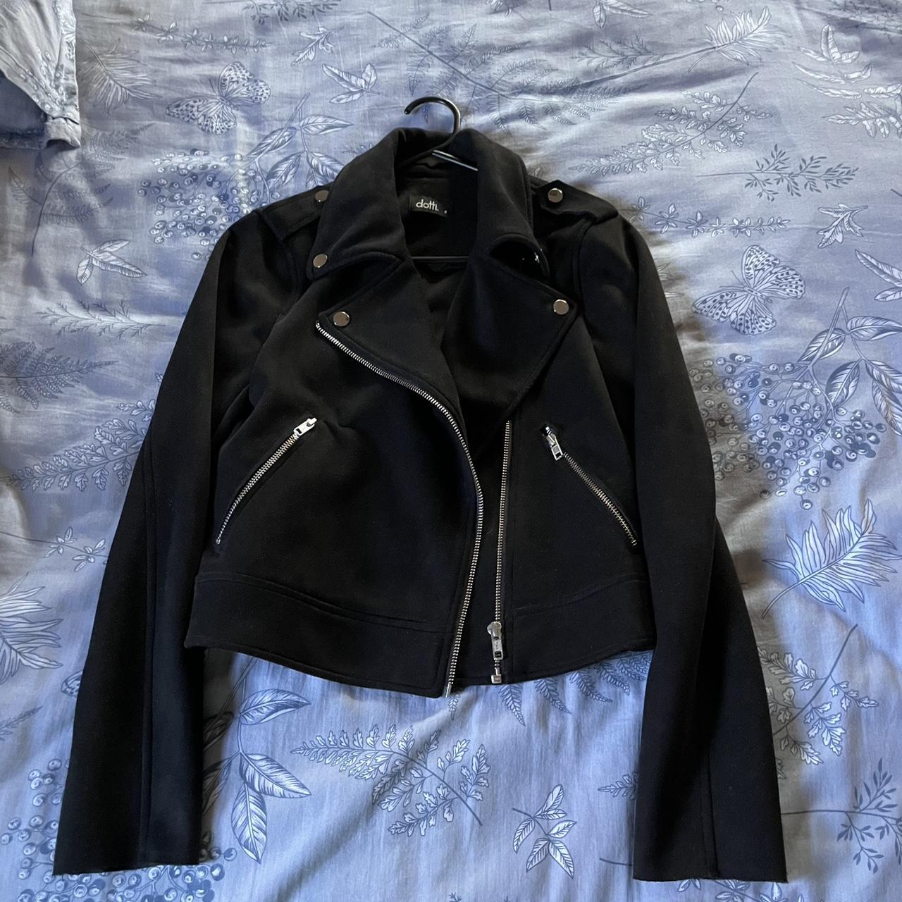 Black faux suede biker jacket!! -brand is Dotti,... | Depop