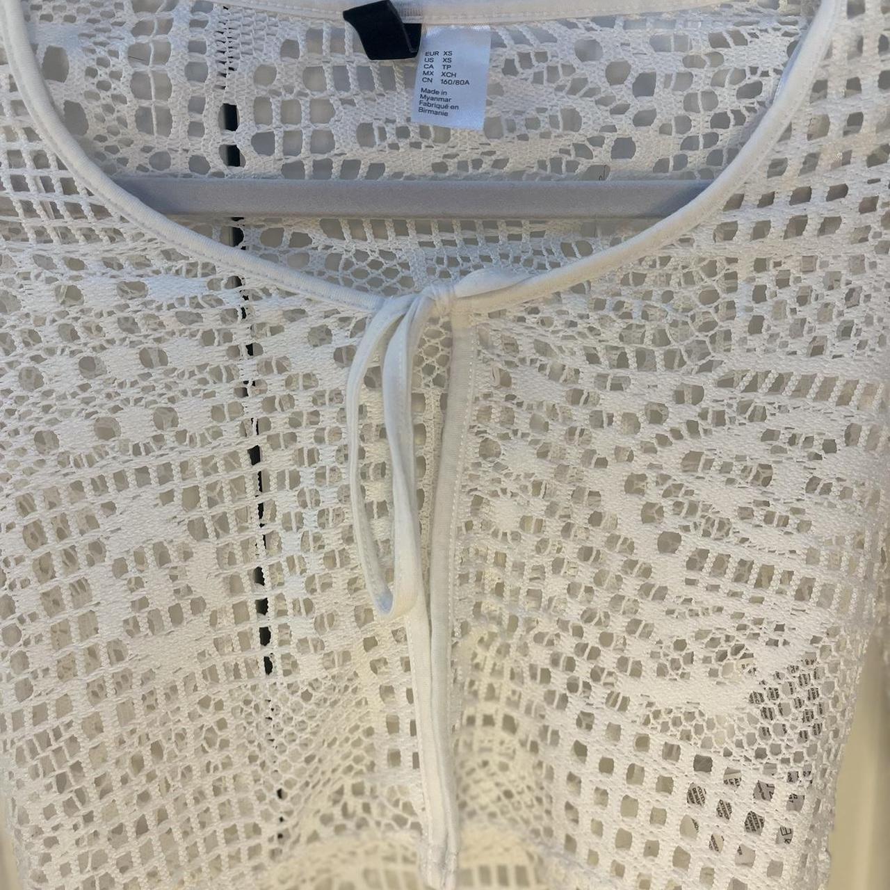 White long sleeve mesh patterns, shirt to be worn... - Depop
