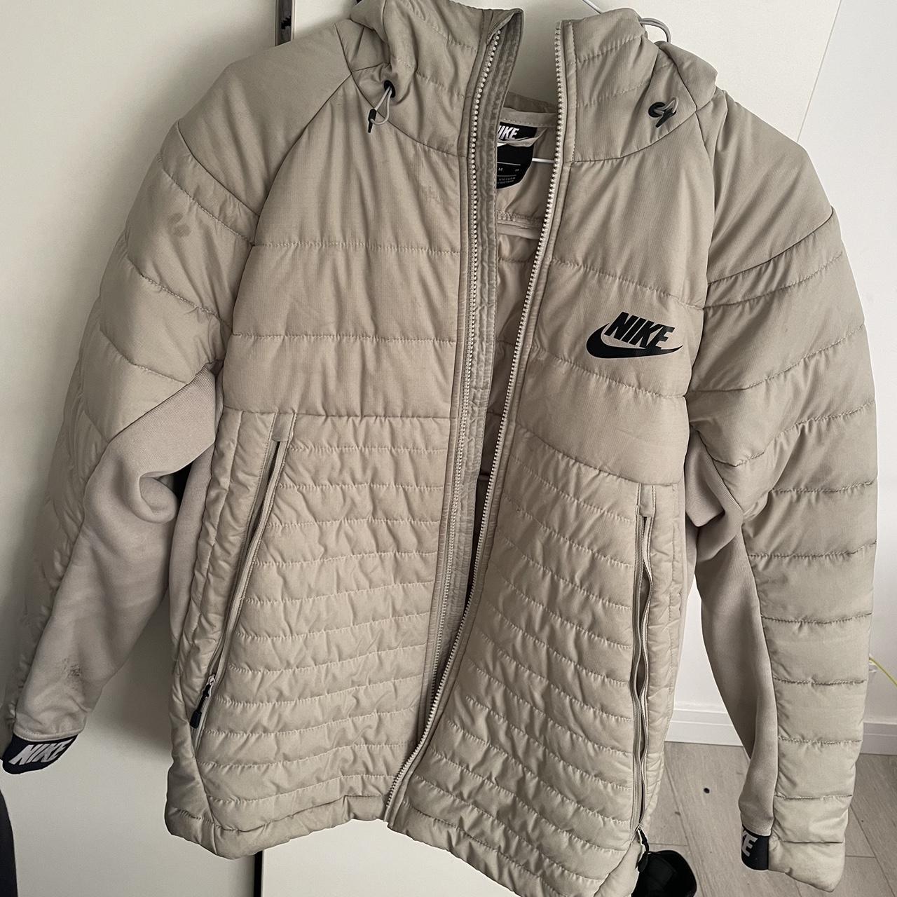 Beige Nike hybrid jacket worn a few times in good... - Depop
