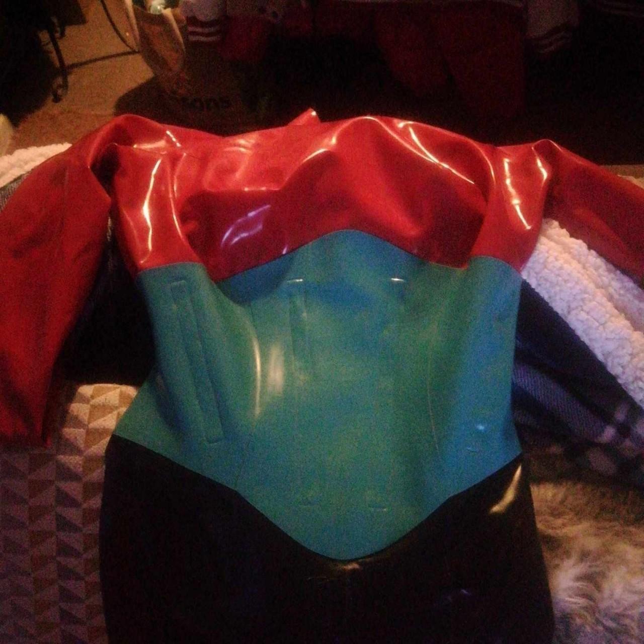 Libidex Multicoloured Rubber Catsuit - Depop