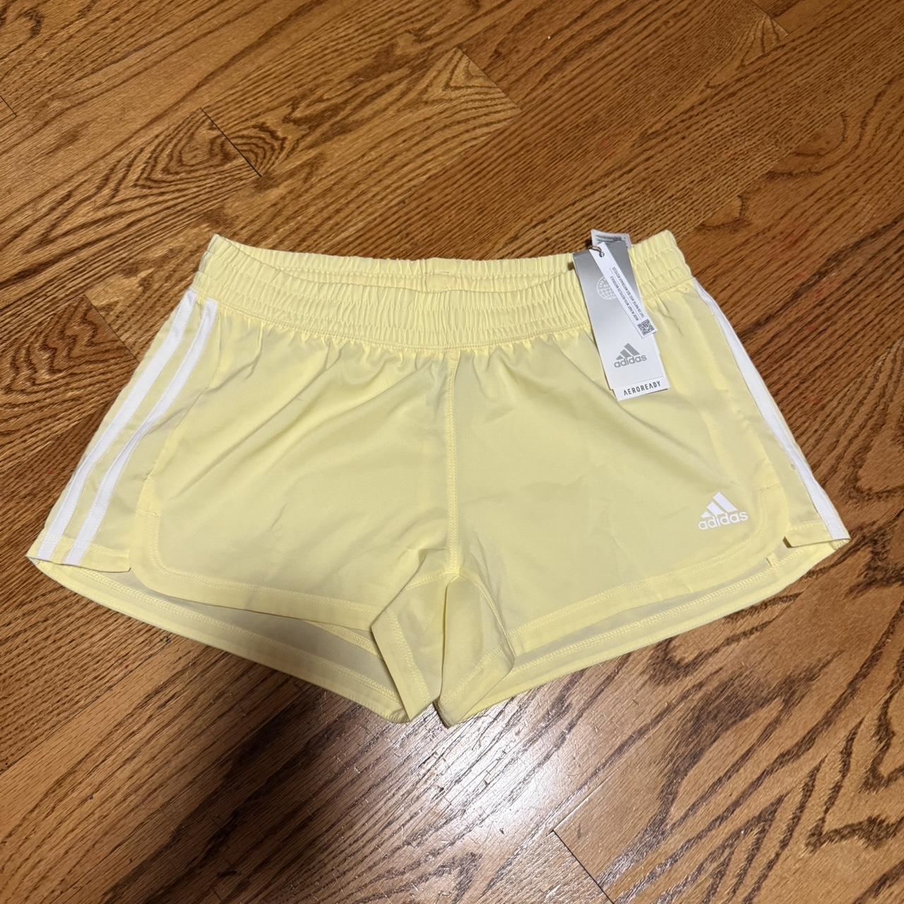 butter yellow adidas shorts. brand new with tags! -... | Depop