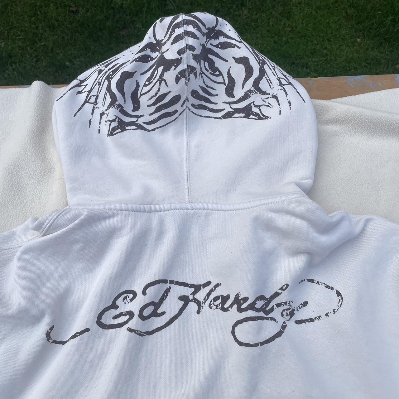 Graphic Ed Hardy Hoodie White Lion design Size... - Depop
