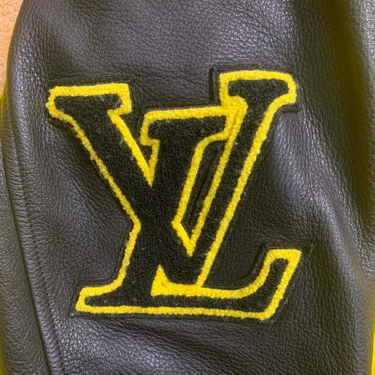Louis Vuitton Leather Embroidered Varsity Designer... - Depop