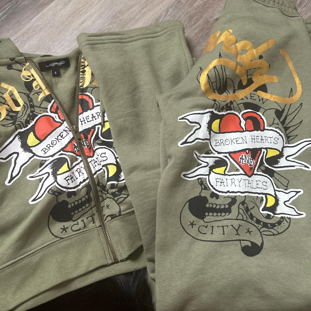 women’s xs green ed hardy set | Depop