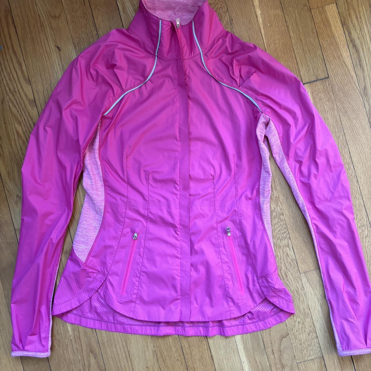 Medium pink light Lululemon running jacket - Depop
