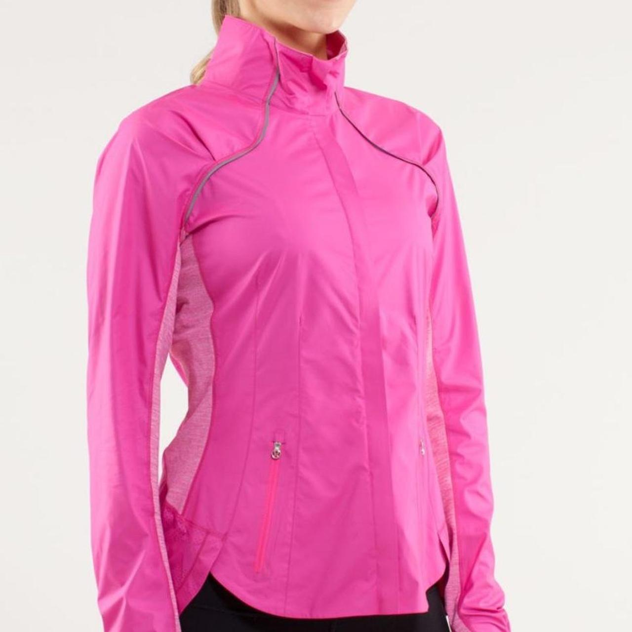 Medium pink light Lululemon running jacket - Depop