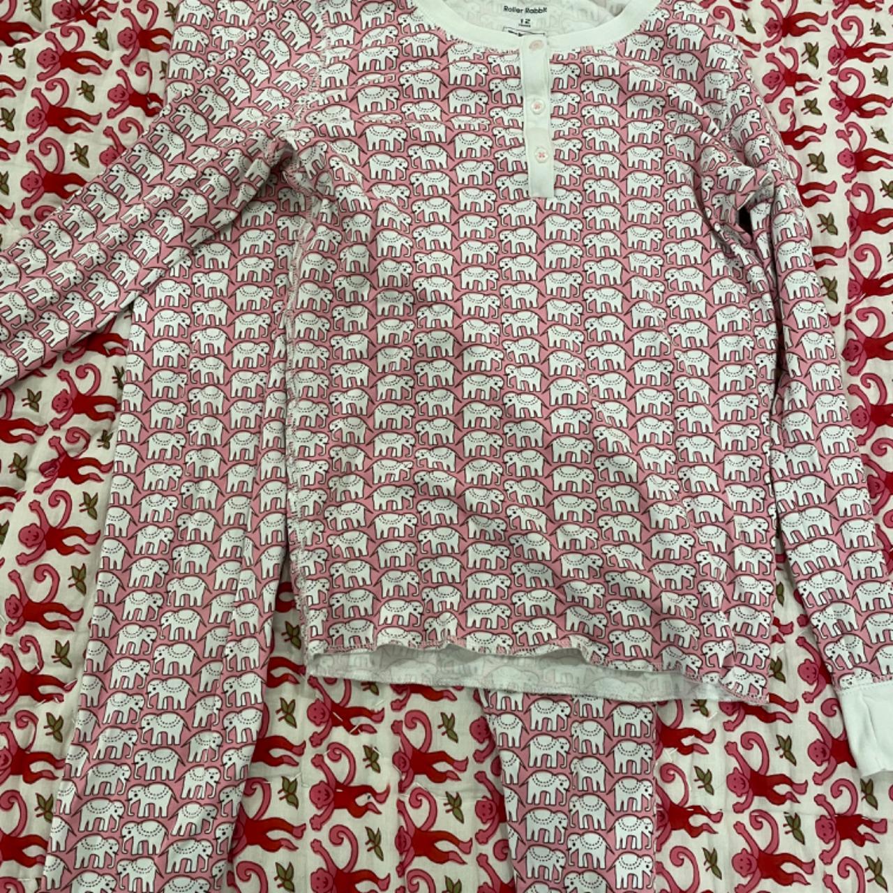 Roller rabbit pink elephant pajamas Size 12 kids No... - Depop