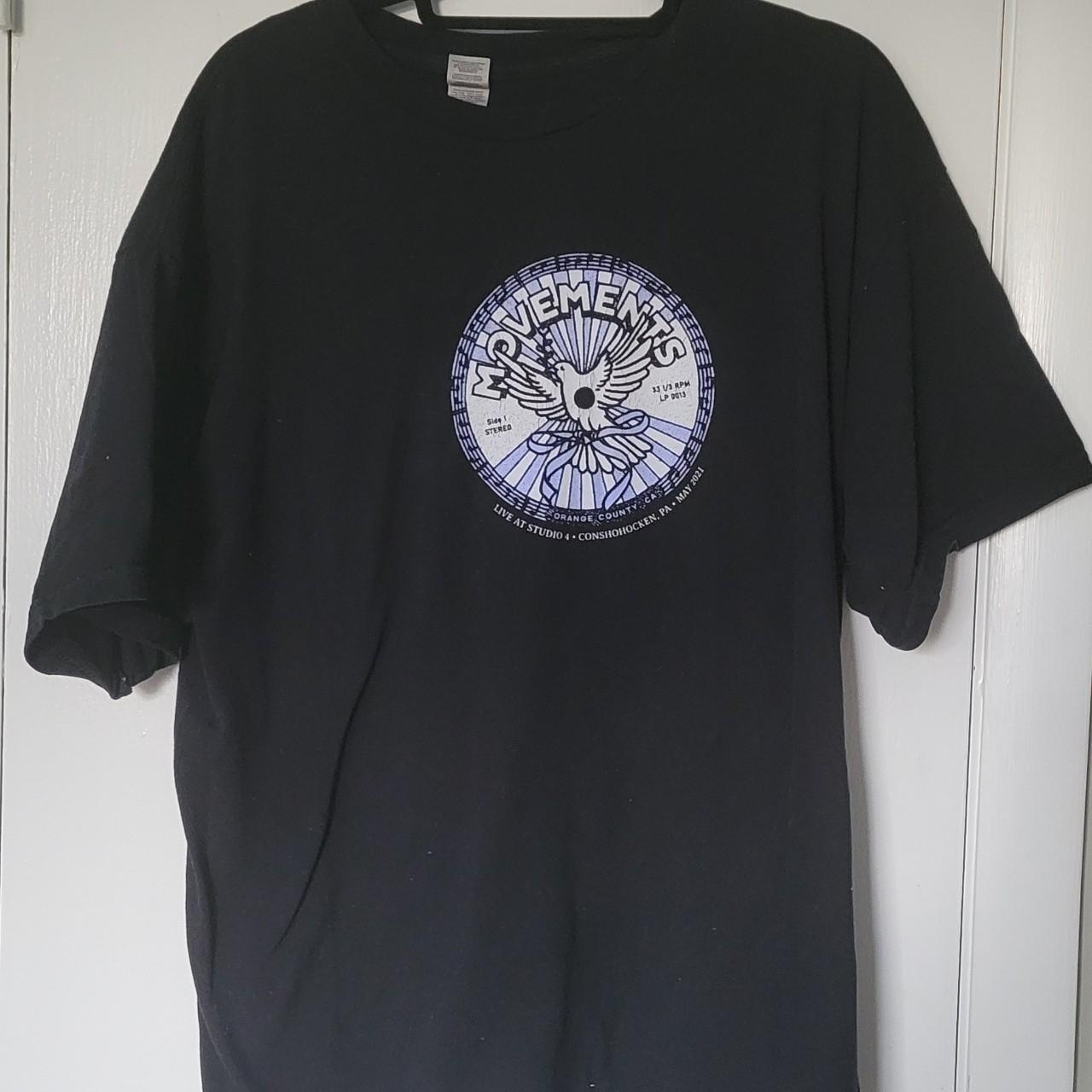 Movements band t shirt, size XL, from a pet free,... - Depop
