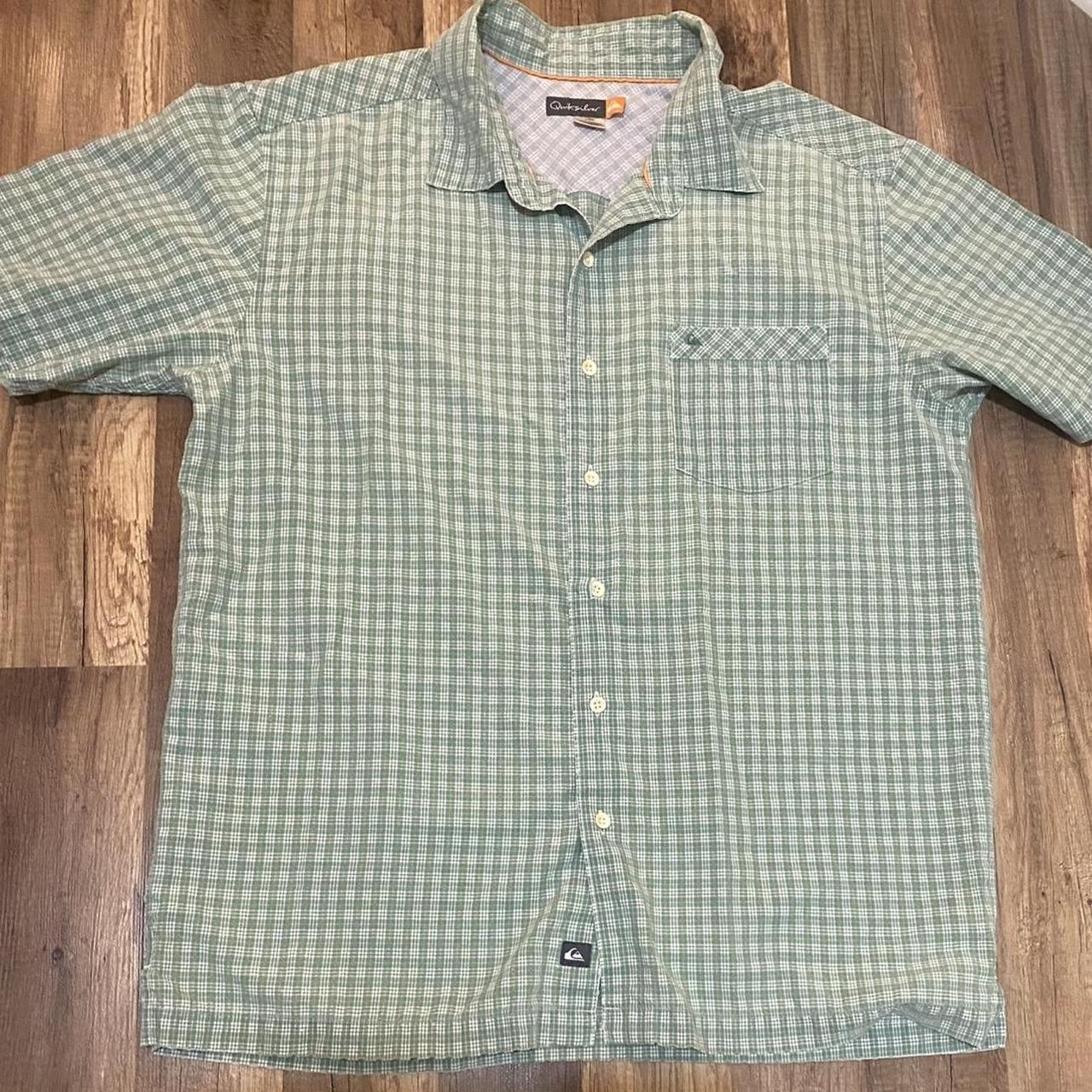 Green quicksilver surf button up Men’s large Dm me... | Depop