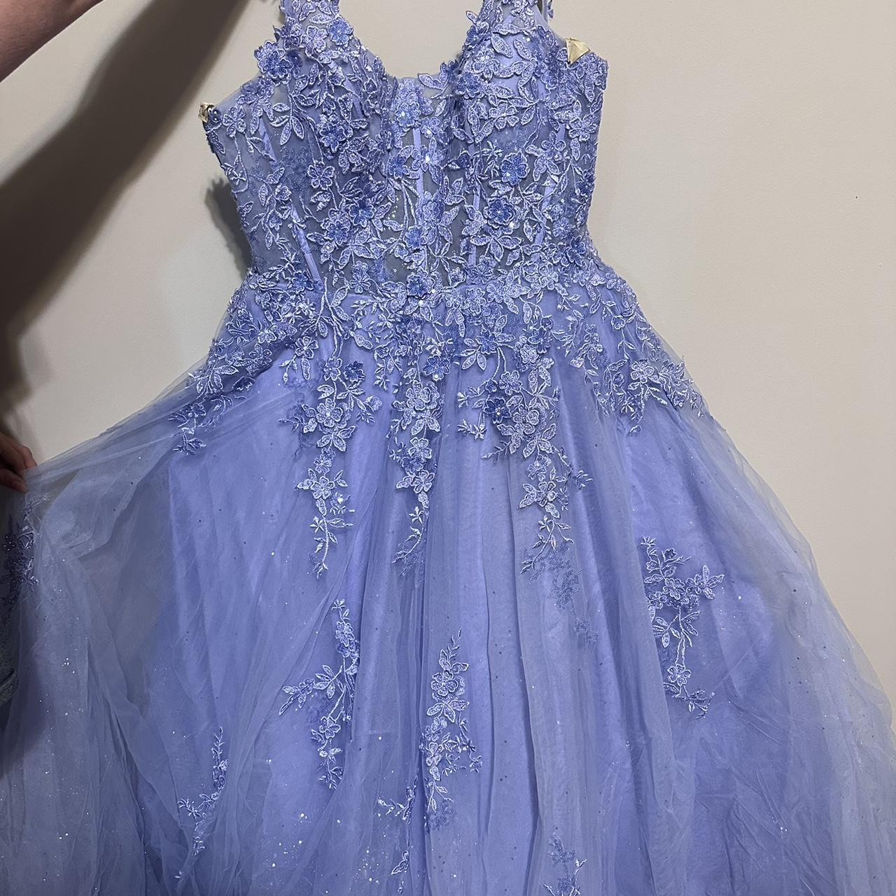 Periwinkle Ball gown Prom Dress. Worn Once Great... - Depop