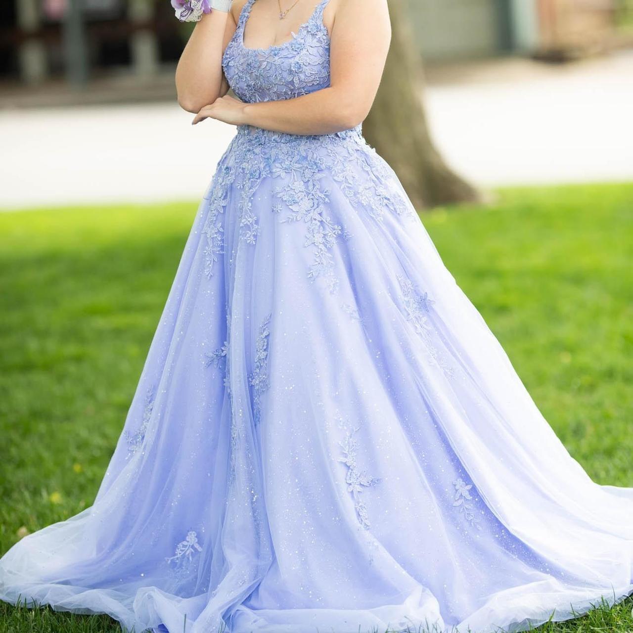 Periwinkle Ball gown Prom Dress. Worn Once Great... - Depop