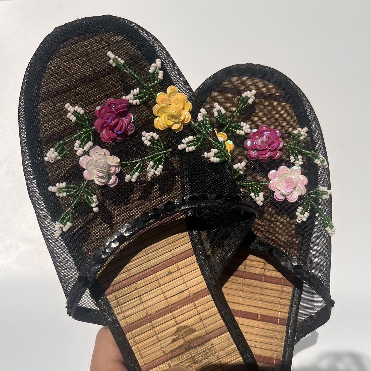 Embroidered flower detail mesh ballet flat. Bought... - Depop