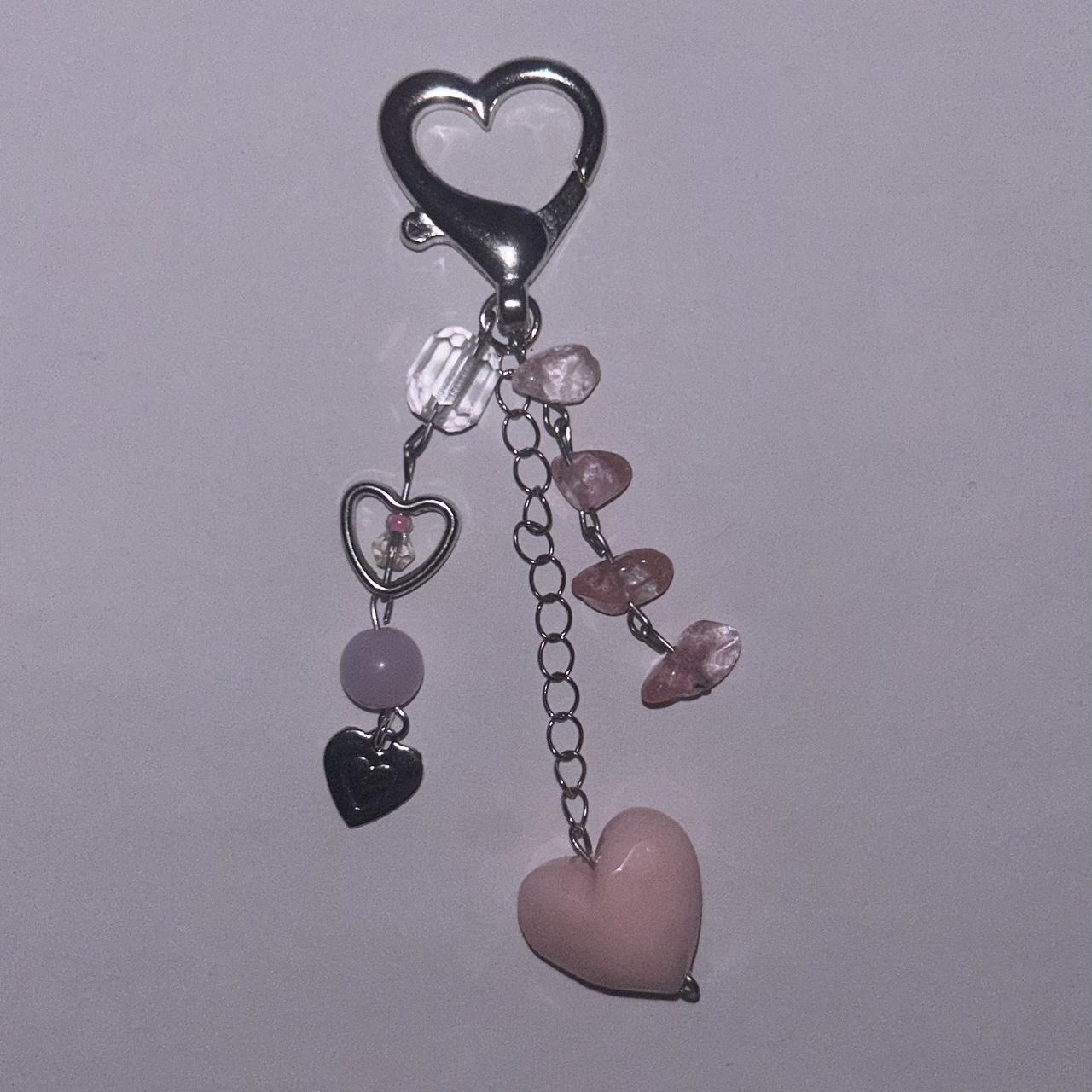 pink heart keychain! 🩷🩷 #pink #keychain #hearts... - Depop
