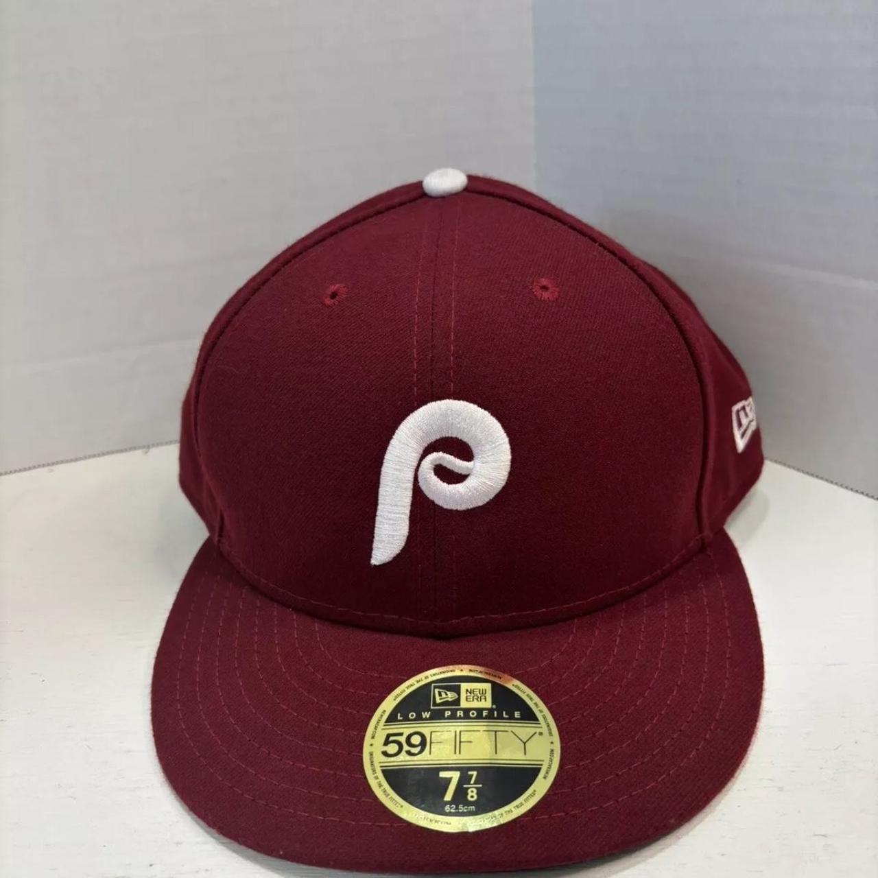 New Era Philadelphia Phillies Maroon Fitted Hat Low... - Depop