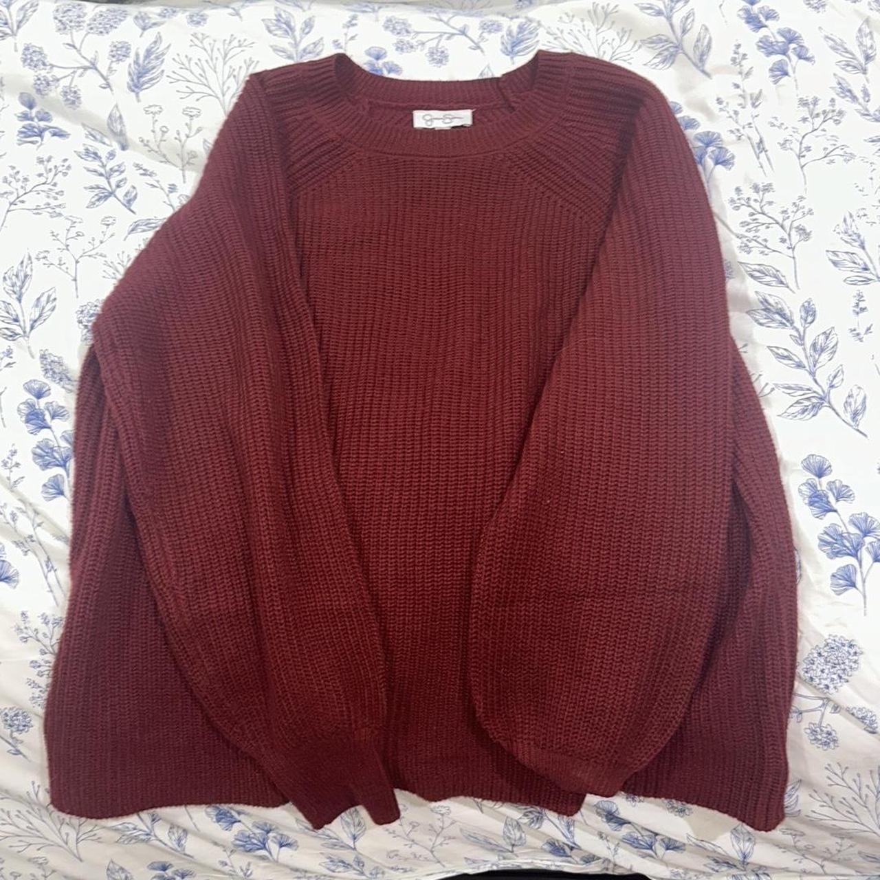 Oversized Red Knit Sweater #y2k #sweater... - Depop