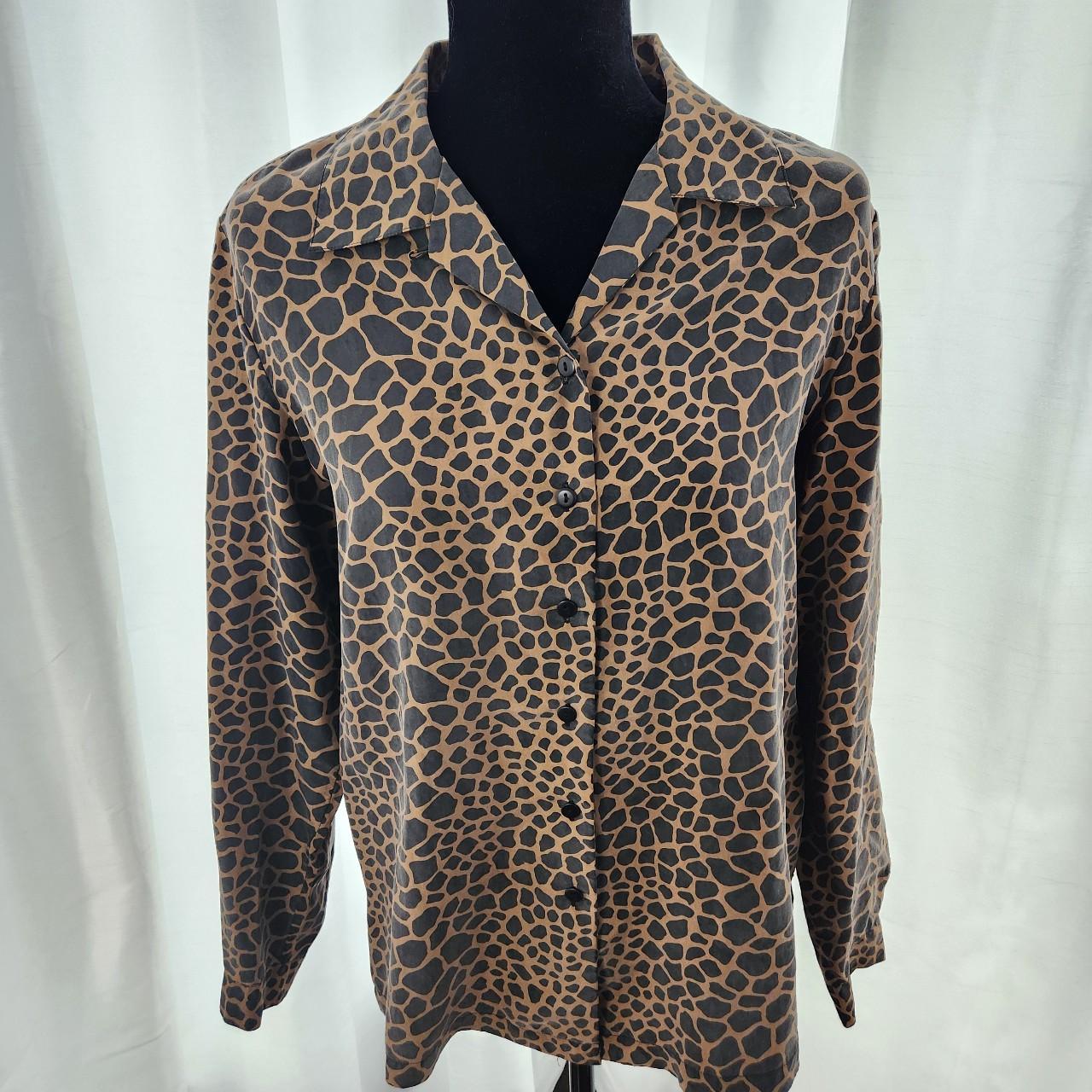 Anna and Frank 100% Silk Button Down Blouse. Giraffe... - Depop