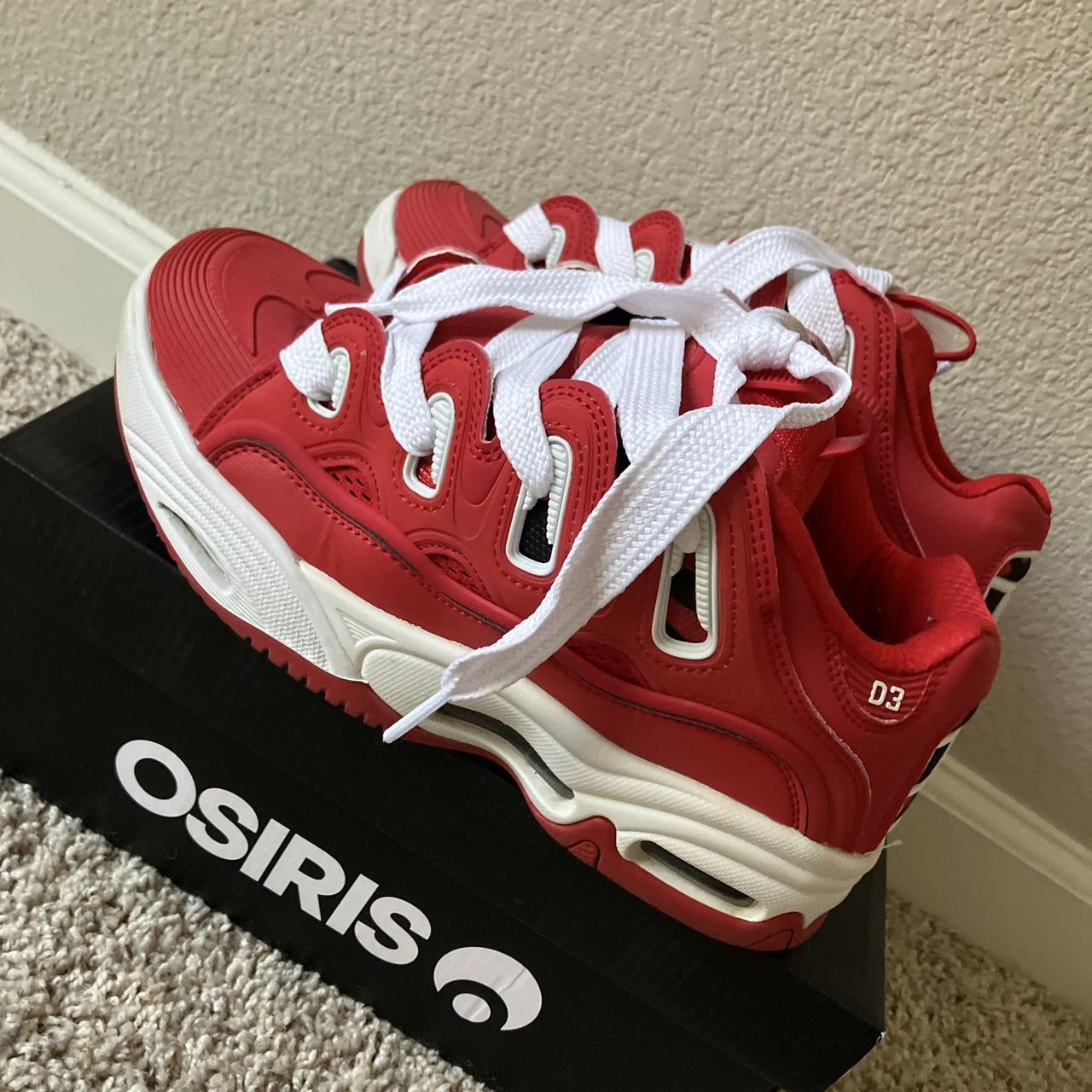 Osiris d3 red with white laces. Only worn a few... - Depop