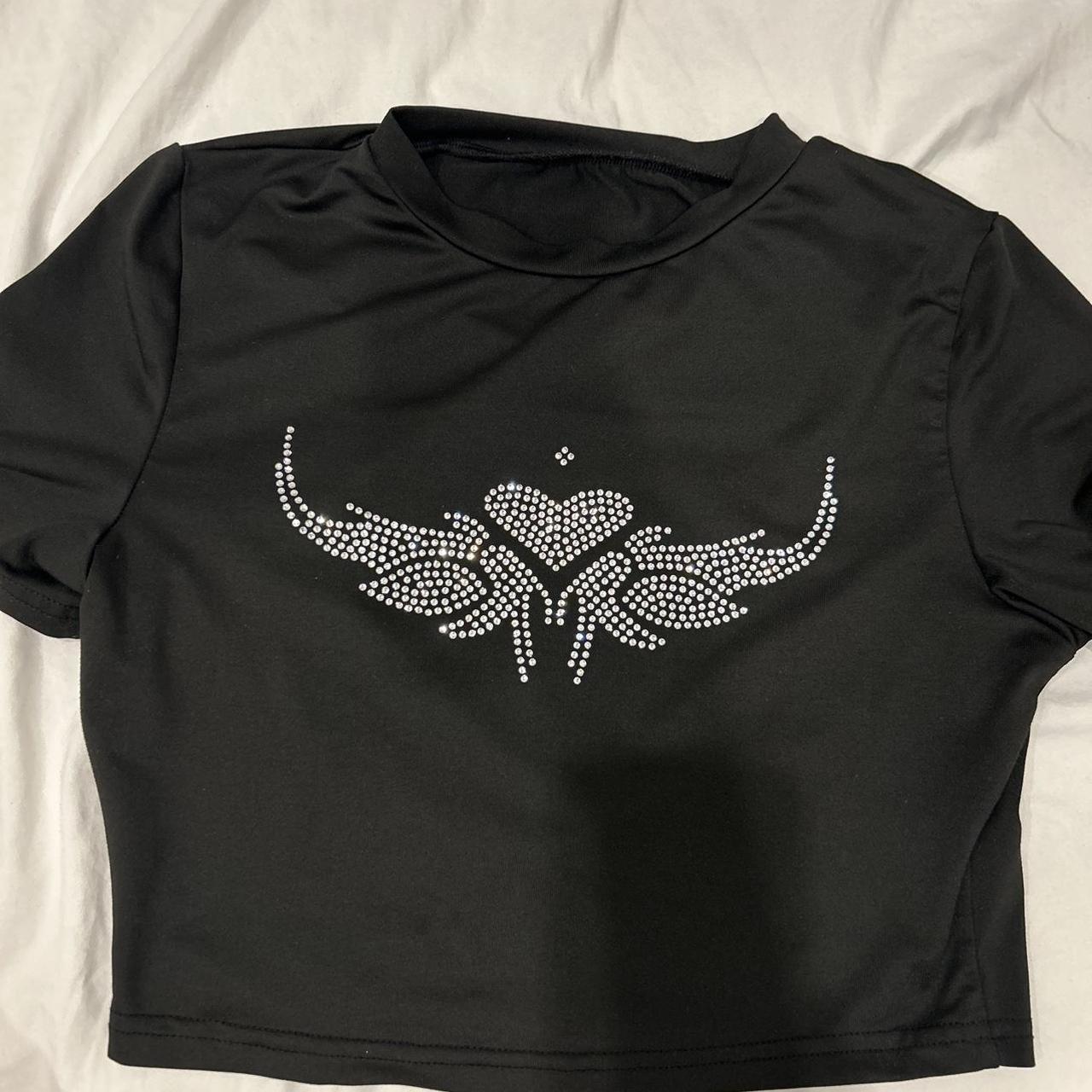 Rhinestone Crop Top - Depop