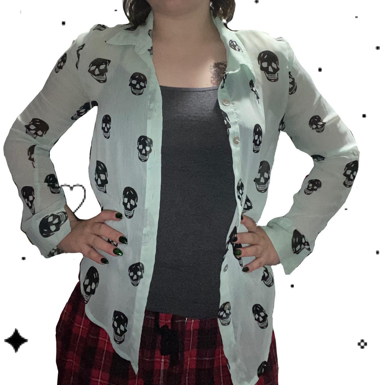 mint skull button up! great condition! super... - Depop