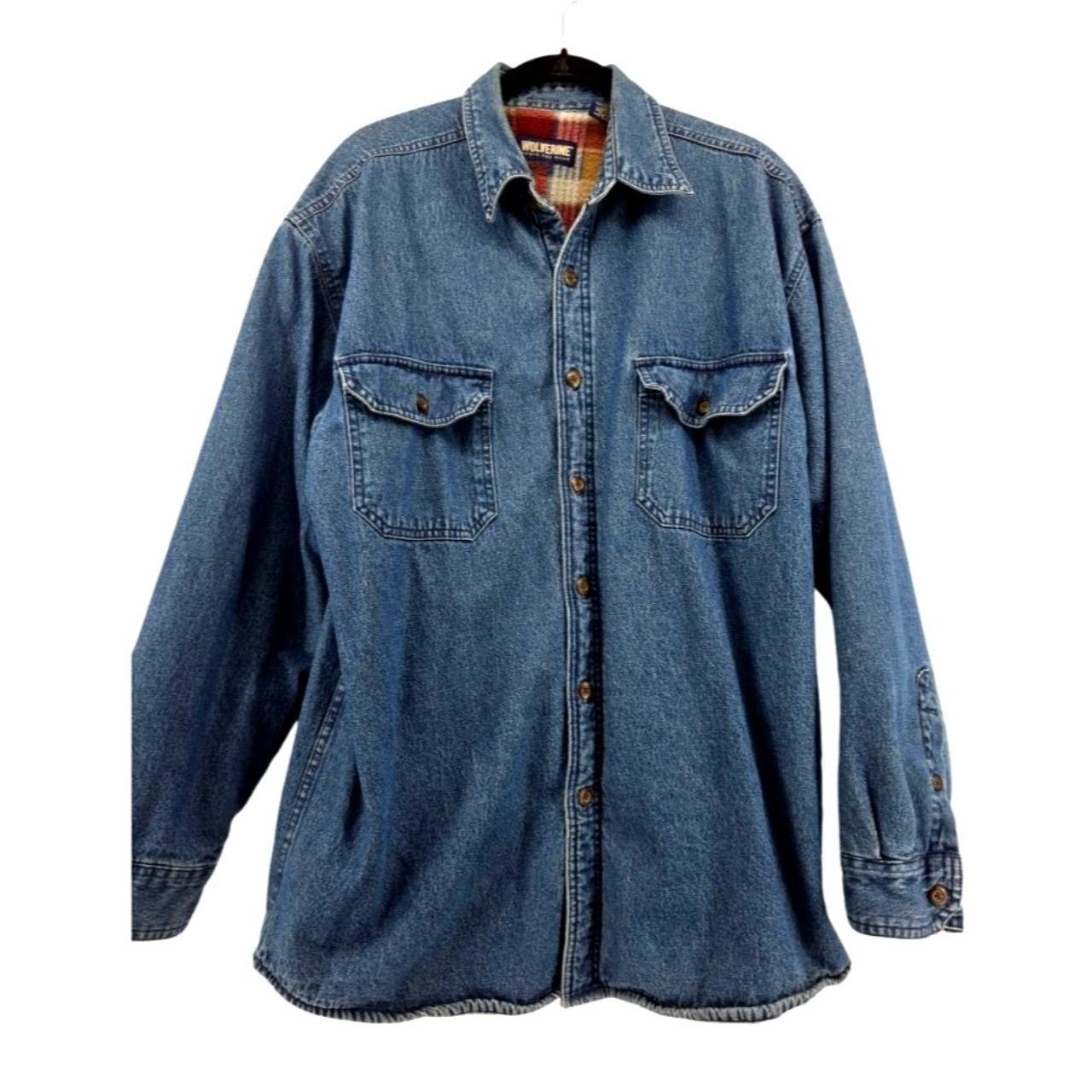 Vintage Men's Wolverine Denim Shacket Large Thick... - Depop
