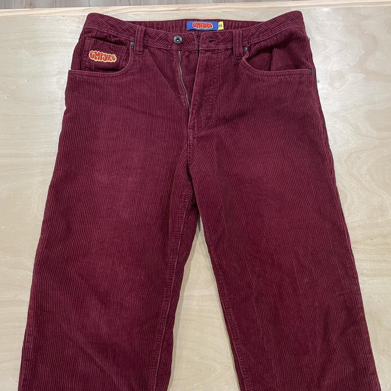 Red empyre corduroy pants, worn a couple times 32 x 32 - Depop