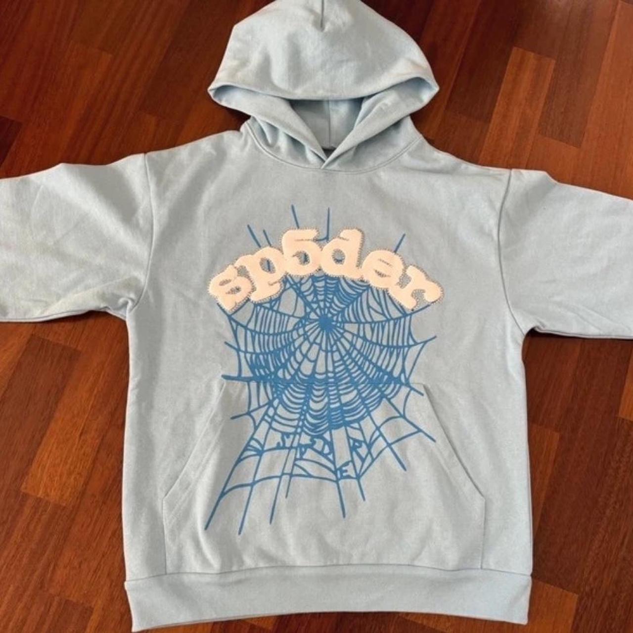 Sp5der hoodie color “Sky Blue” #sp5der - Depop
