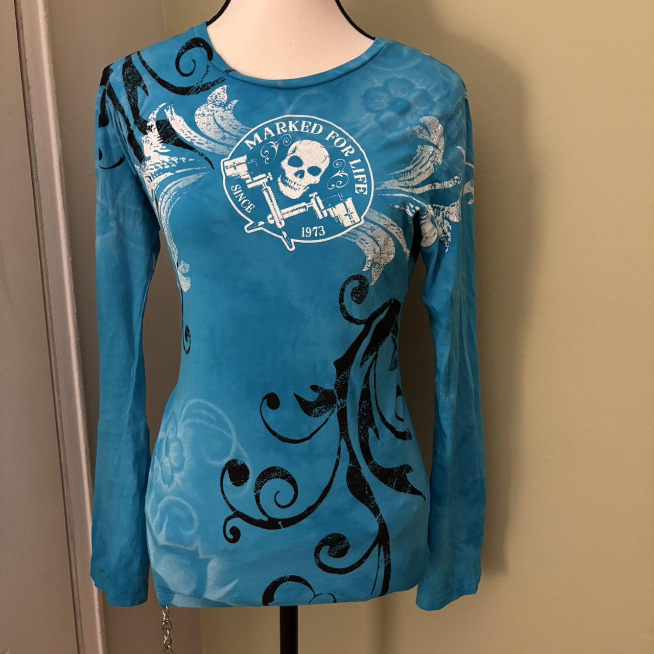 Affliction style 2000s long sleeve shirt - Size... | Depop