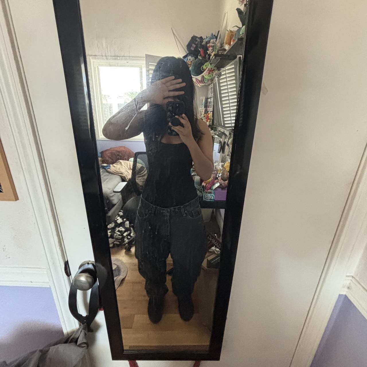 super baggy skater emo tapout jnco y2k 2000s black... - Depop