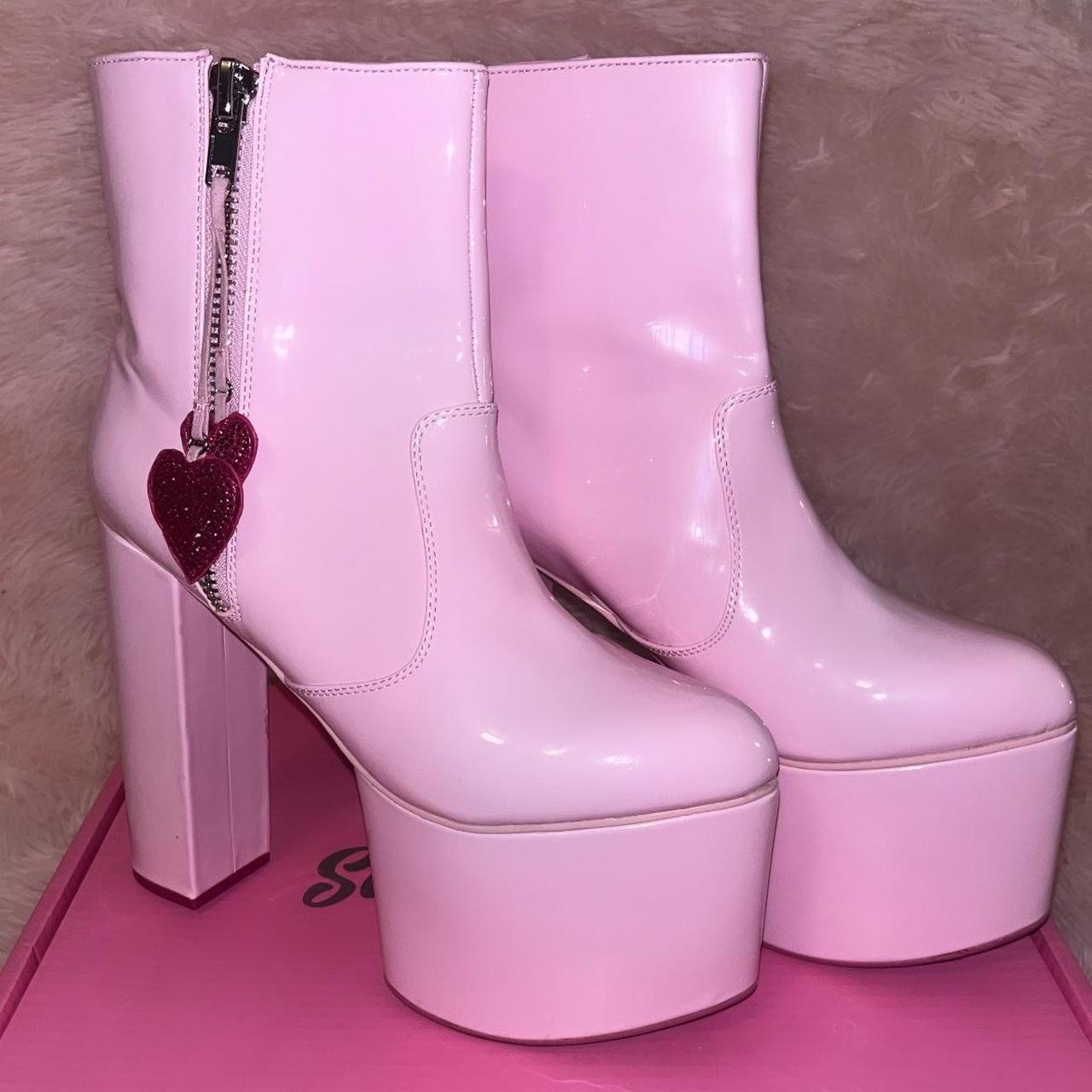 Sugar Thrills x Dolls kill pink heart stomper... - Depop