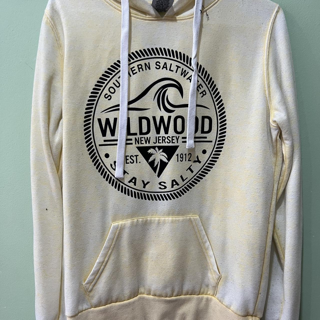 washed out yellow wildwood NJ hoodie very soft size... - Depop