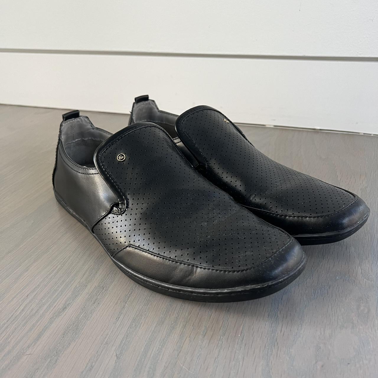 Black Steve Madden Faderr Perforated Loafers Sz 11... - Depop