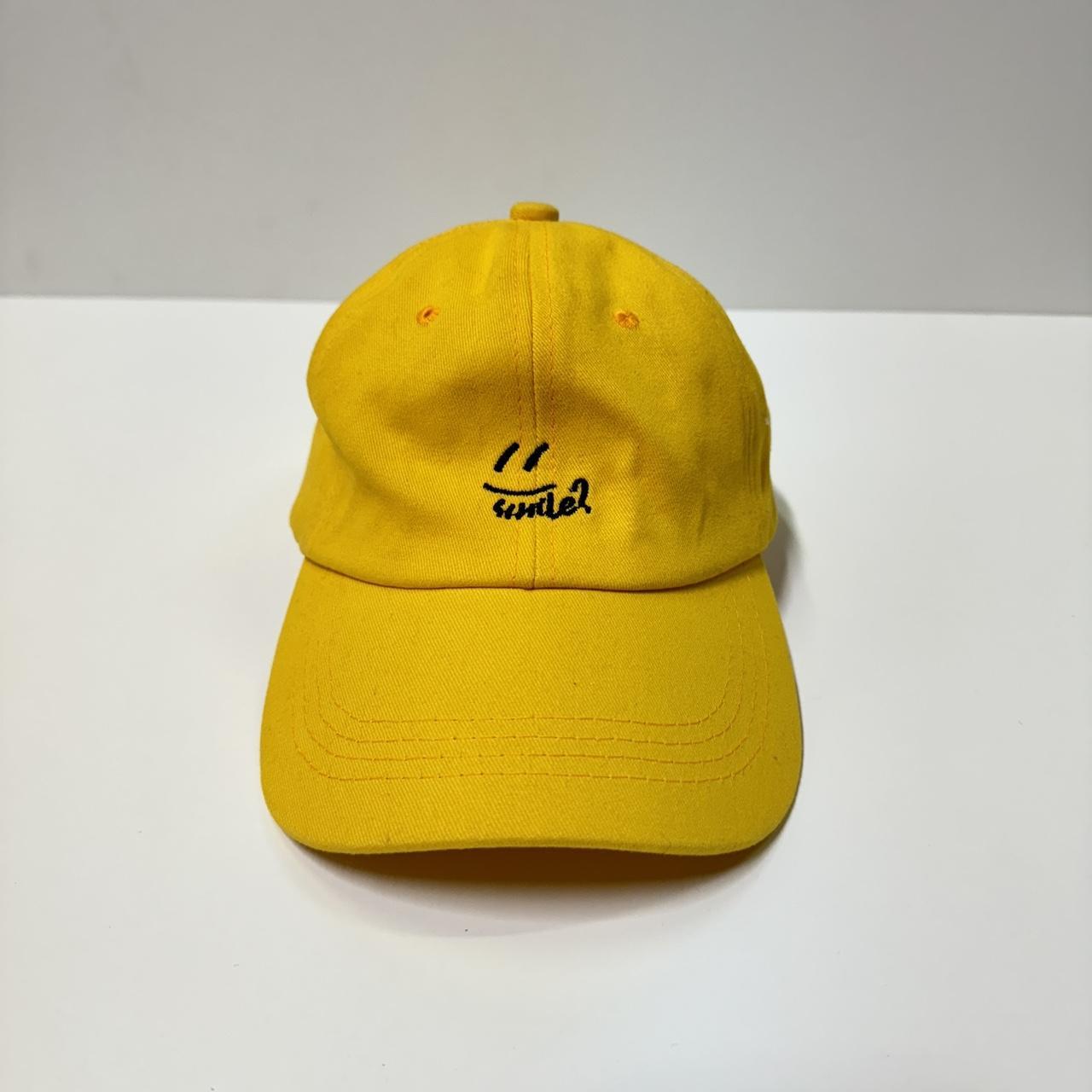 Mustard Yellow Smile Baseball Cap (makeup on... - Depop