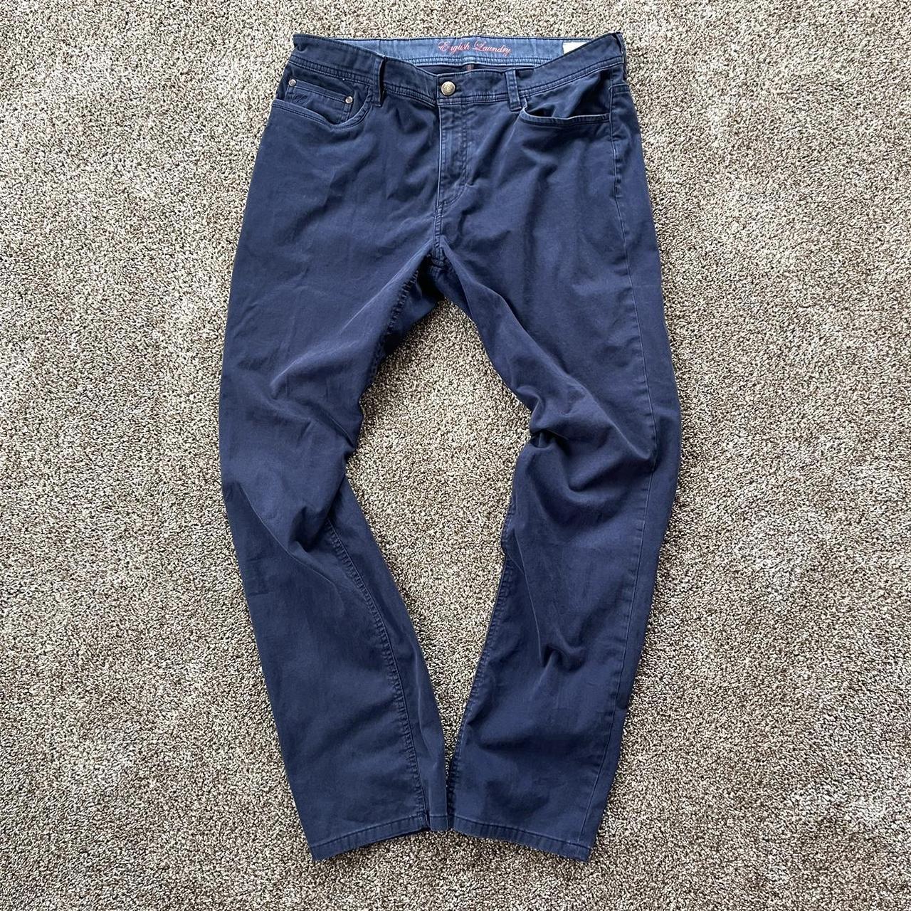 Dark Blue pants Soft material Size 34x32 Tiny paint... - Depop