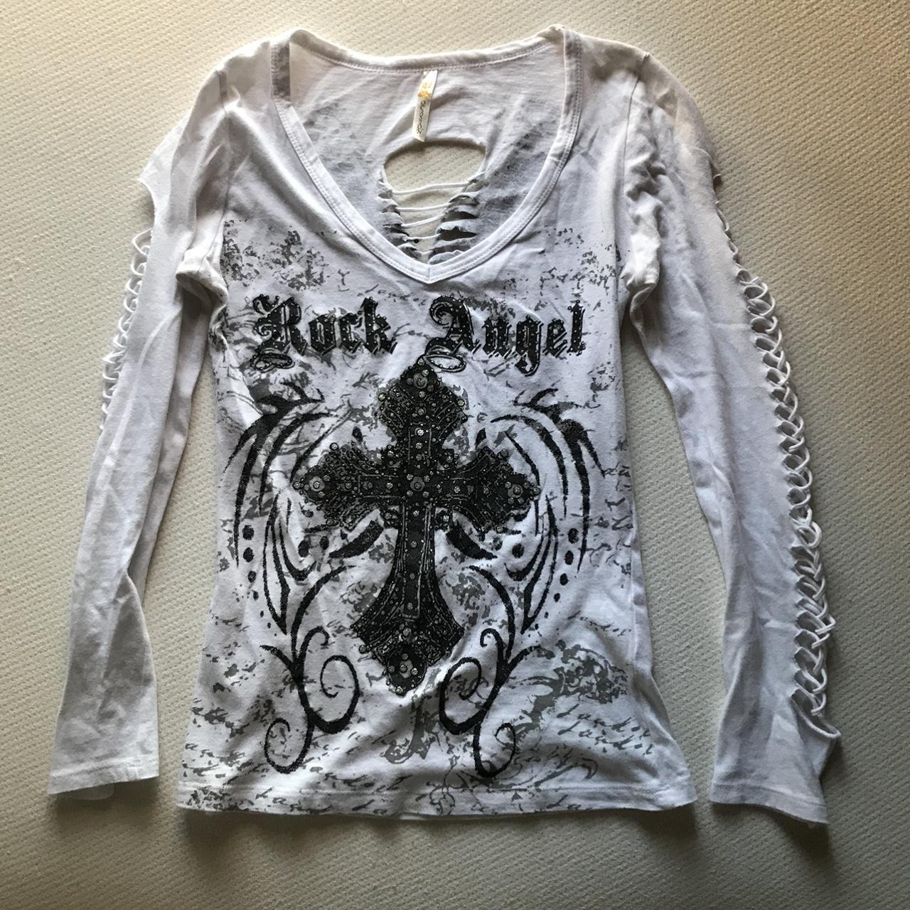Ocasion Rock Angel y2k long sleeve shirt.... - Depop