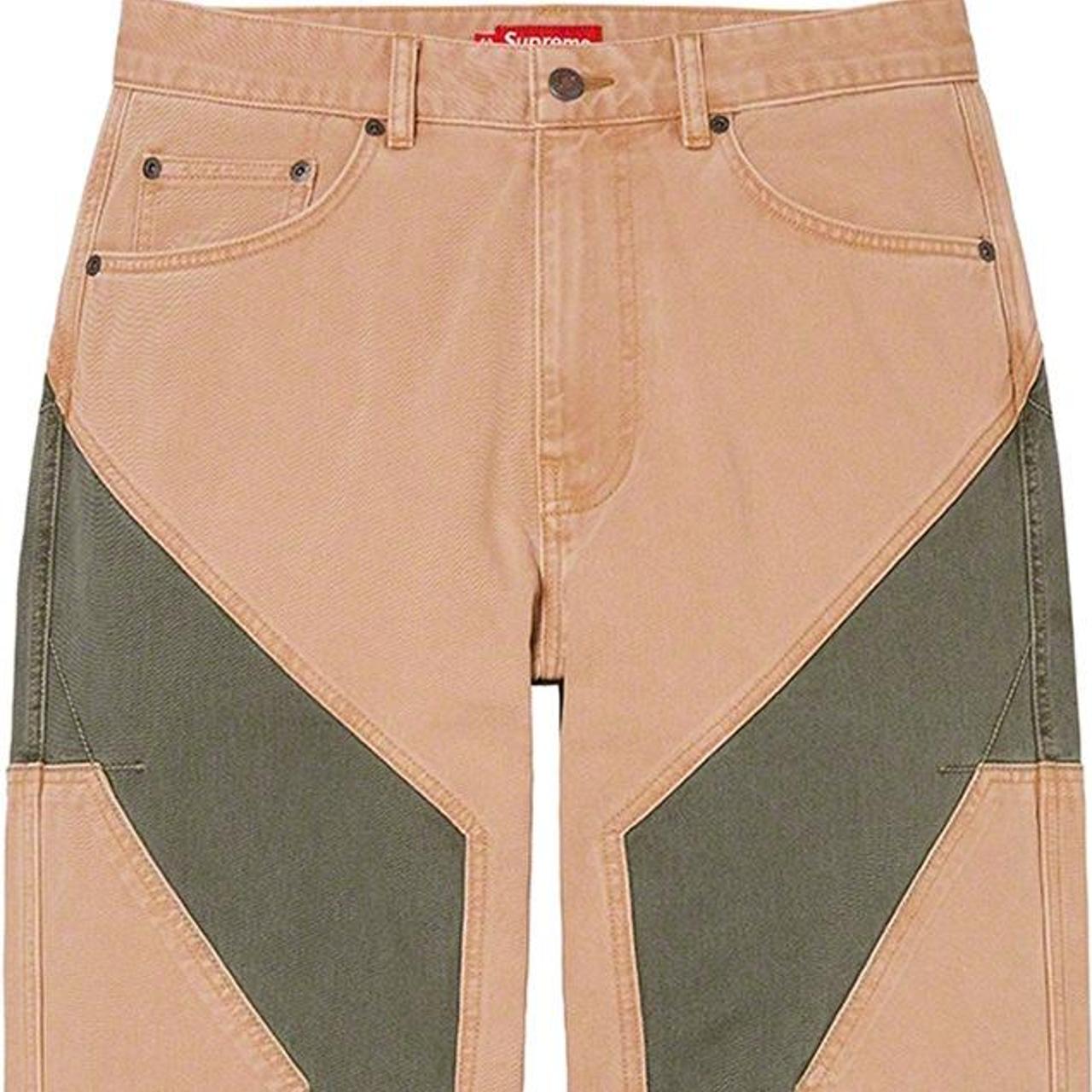 Supreme 2 tone panel jeans Worn only once, basically... - Depop