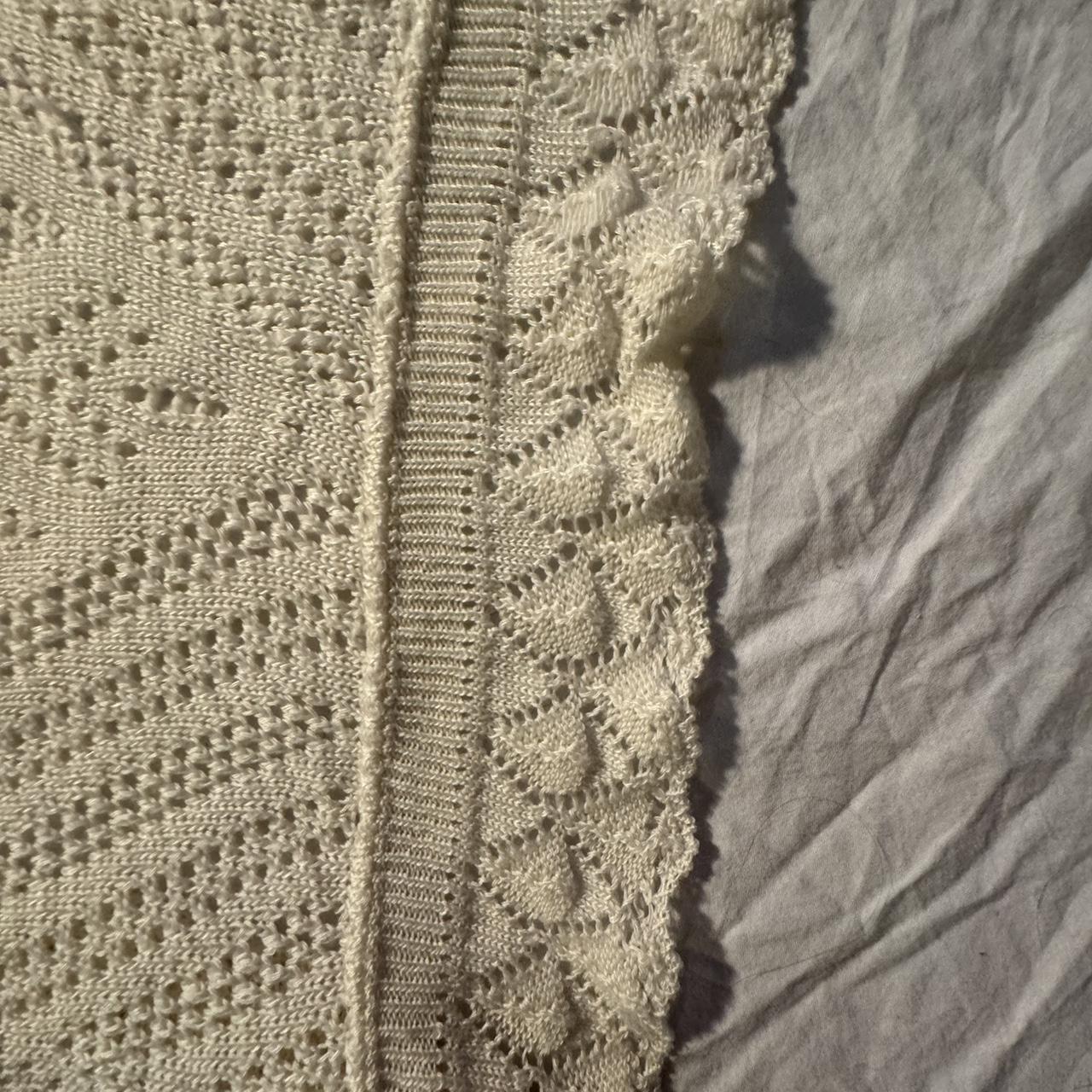 cropped knitted mini cardigan off-white color no... - Depop