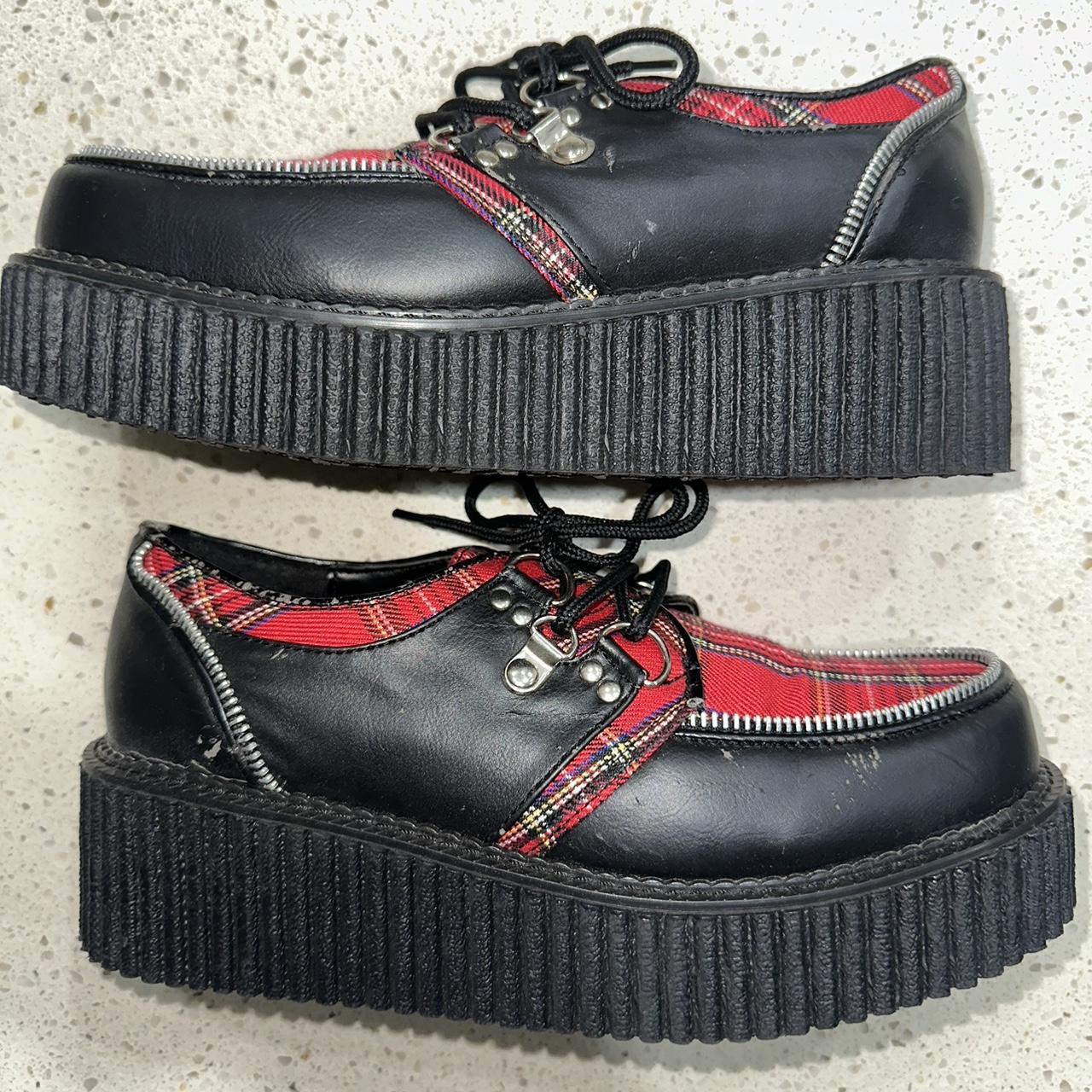 Womens/ Girls Tartan Demonia brand Creeper shoes.... - Depop