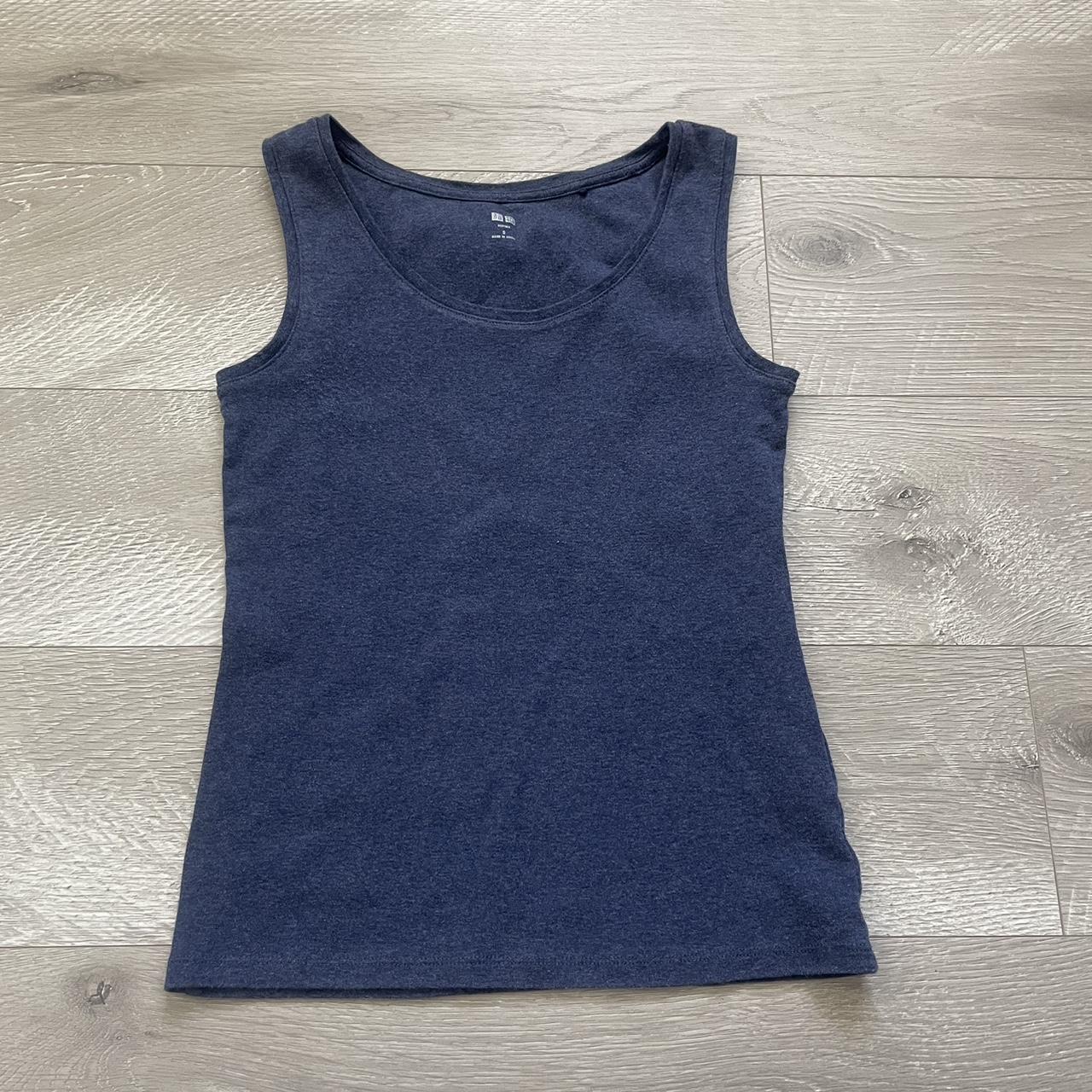 Uniqlo basic navy blue Tank Top perfect for summer... | Depop