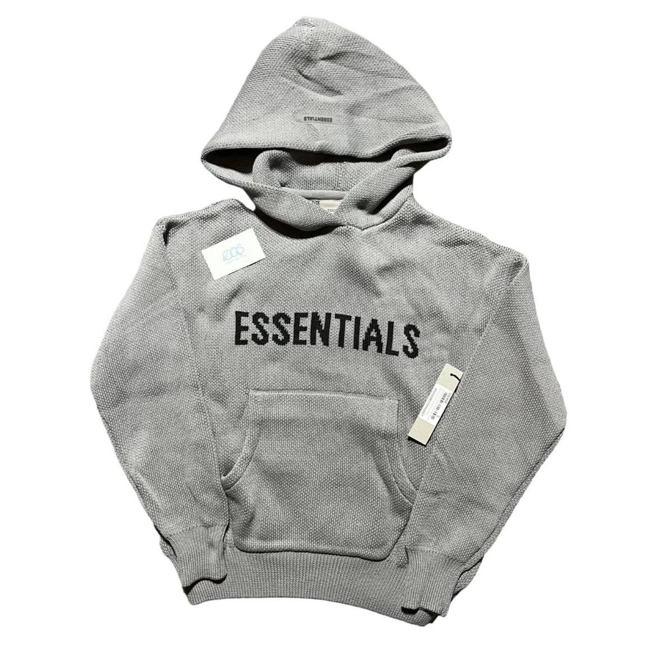 Fear of god essentials knit hoodie S,M,L,XL Dark... - Depop