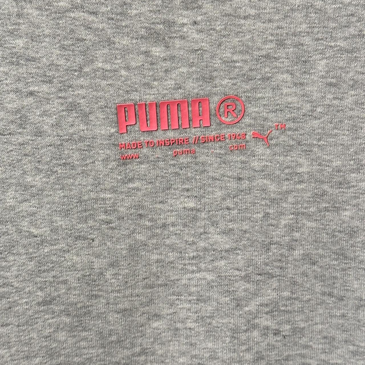 Grey Puma Jumper (pink detail) - Depop