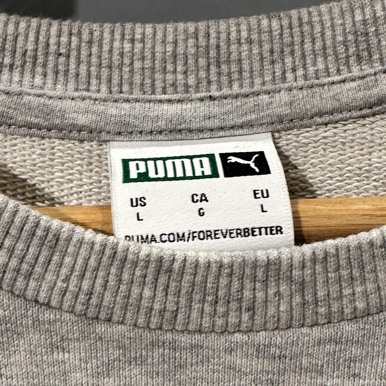 Grey Puma Jumper (pink detail) - Depop