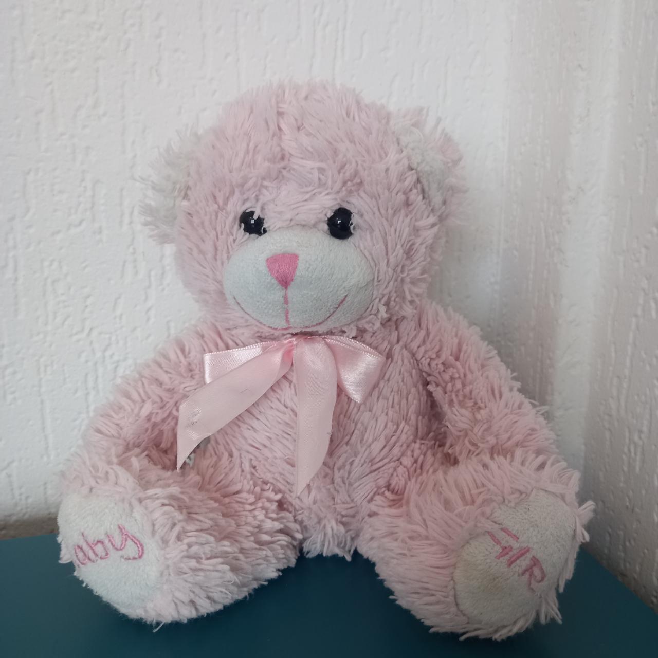 Pink Baby Girl Teddy Bear, 25cm - Depop