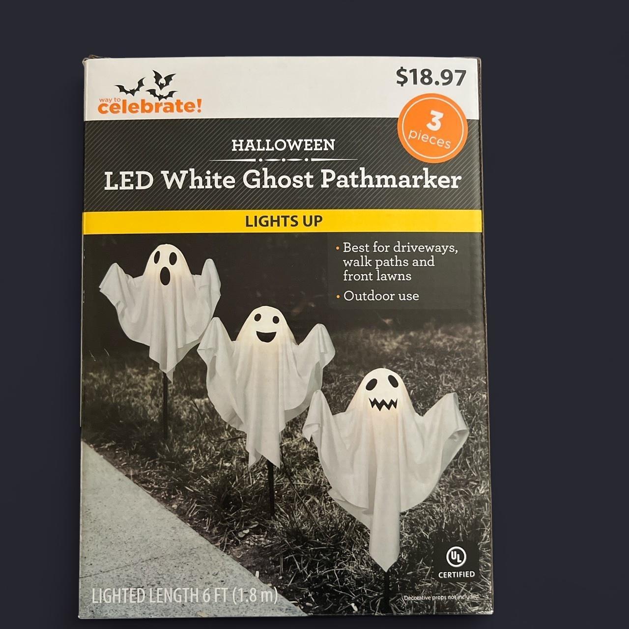 White ghost path marker lights for Halloween... | Depop