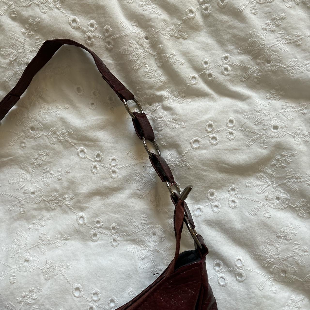 Burgundy shoulder bag with silver hardware bag... - Depop