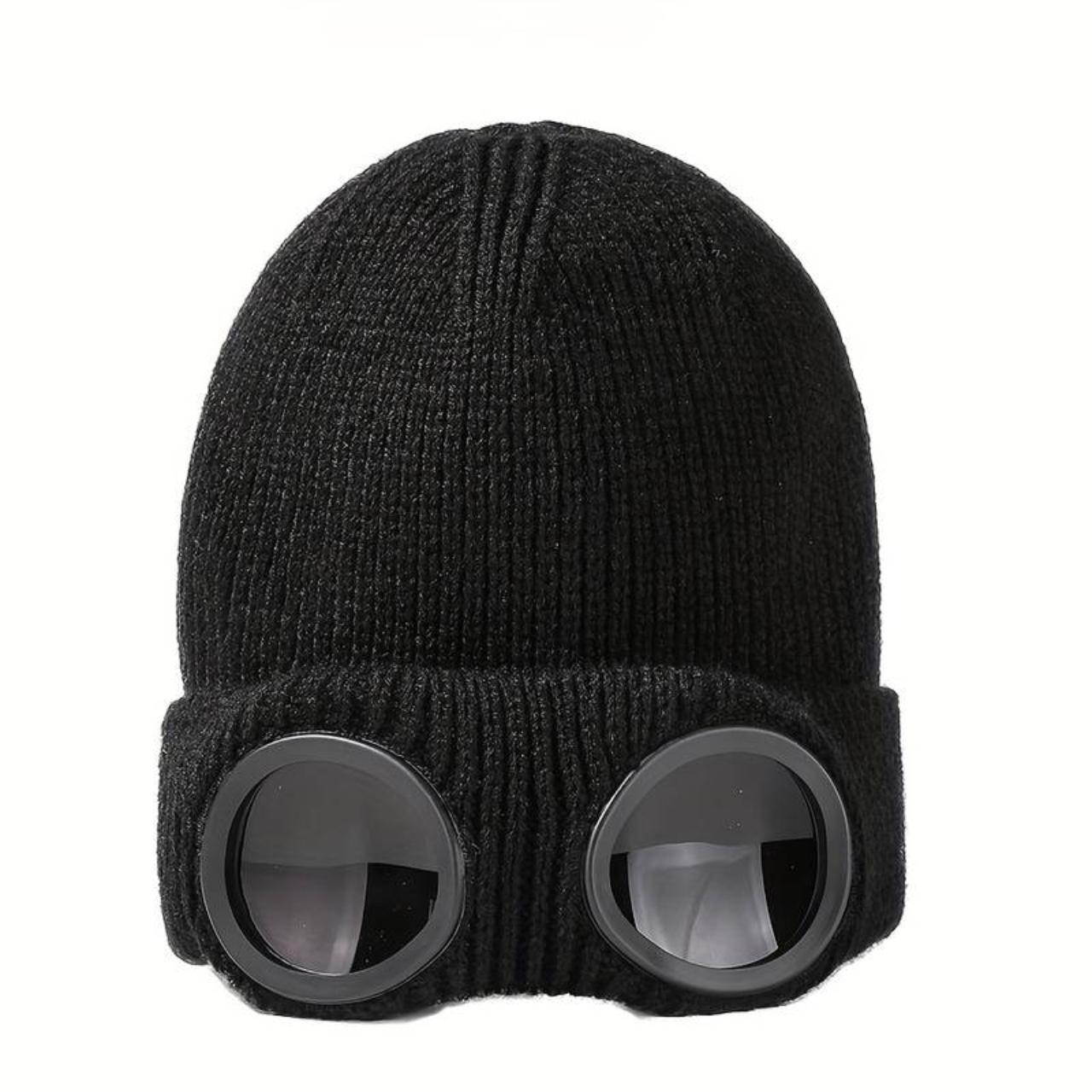 Unisex Knitted Goggles Beanie Winter Hat, outdoor... - Depop