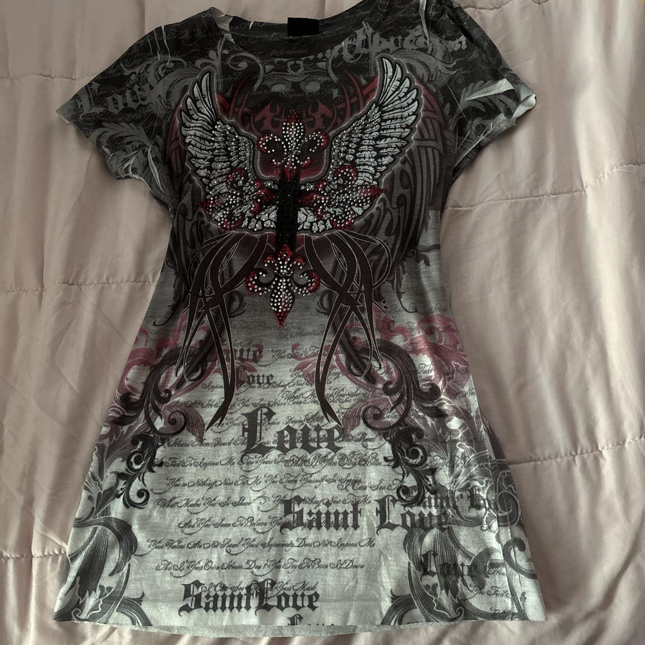 super y2k 2000s emo shirt! has a cool design and... - Depop